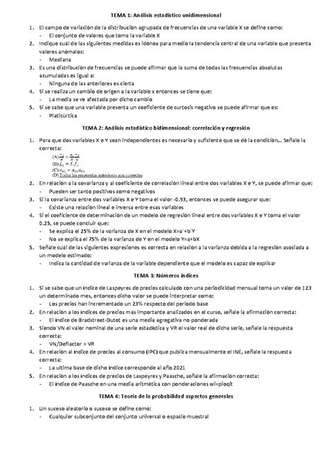 Test Estadística Empresarial I TEMA 1 Análisis estadístico