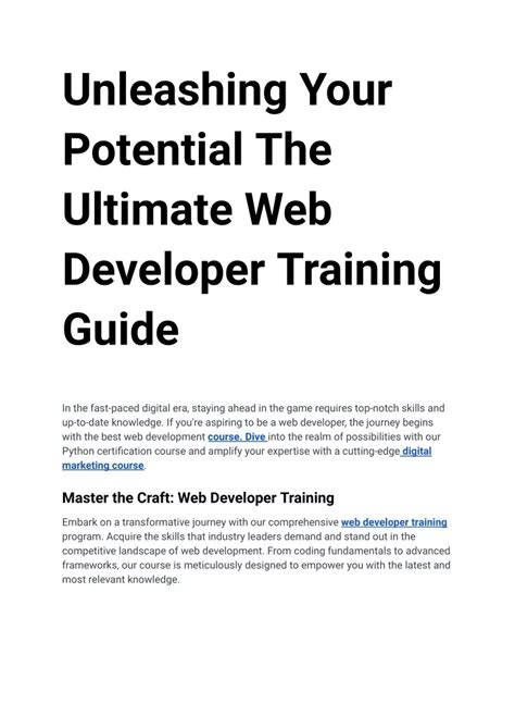 Ppt Unleashing Your Potential The Ultimate Web Developer Training