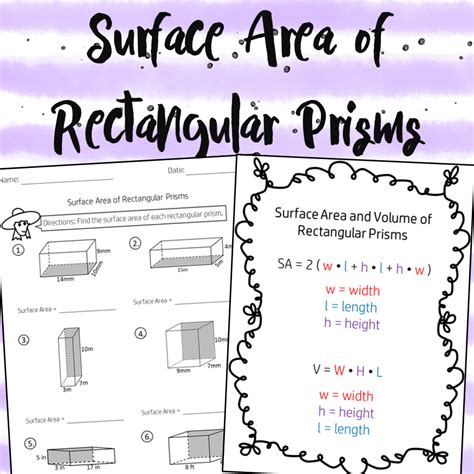Surface Area Of Rectangular Prisms Worksheets Worksheets Library