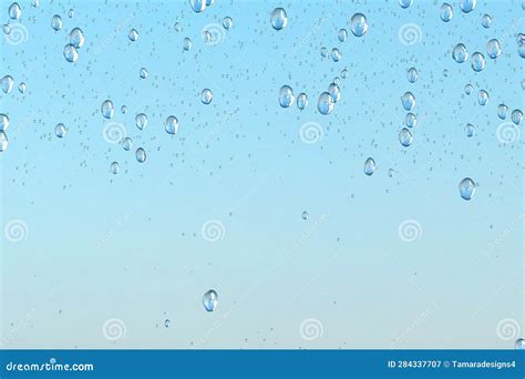 Water Droplets Condensation Drops Overlay Refreshing Blue Background