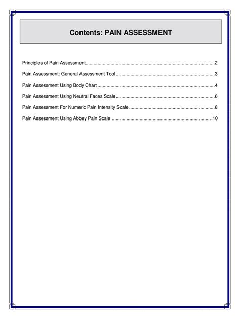 Fillable Online Apps Centralpho Org Contents PAIN ASSESSMENT