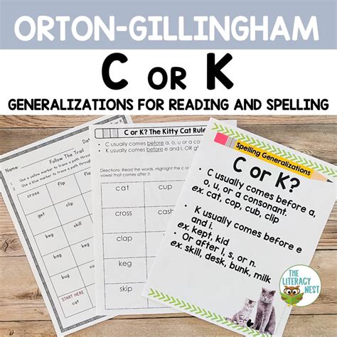 C Or K Spelling Rules For Orton Gillingham Lessons The Literacy Nest