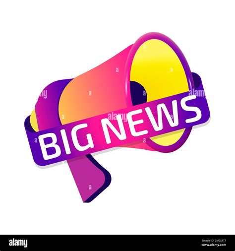 Big News Banner Label Badge Icon With Megaphone Flat Design Stock