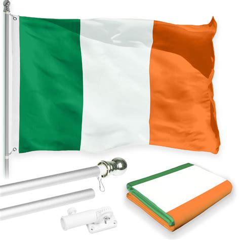 G128 Combo Pack 6 Feet Tangle Free Spinning Flagpole Silver Ireland