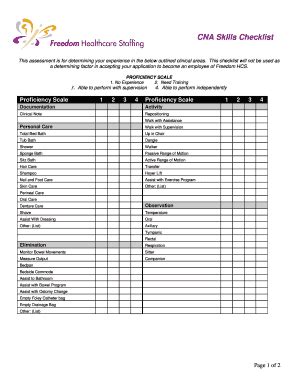 Long Term Care Cna Skills Checklist Fill Online Printable Fillable