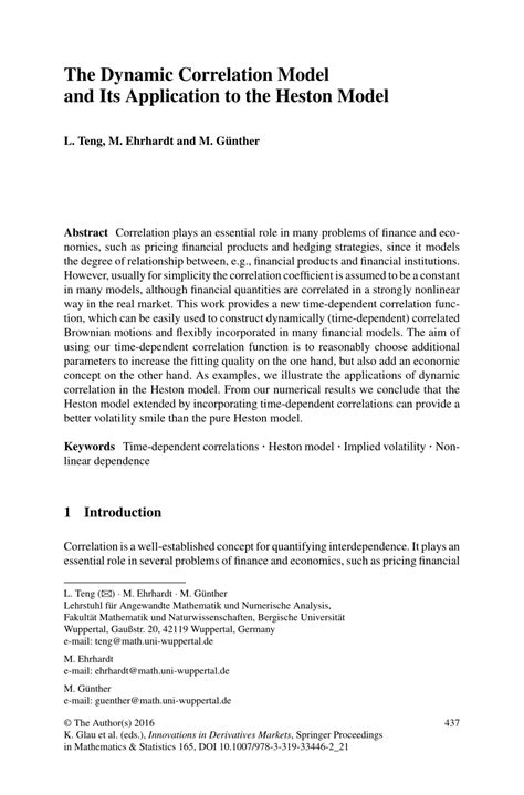 pdf the dynamic correlation model and its application to the heston model