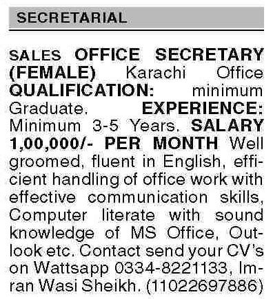 Office Secretary Jobs 2022 In Karachi 2024 Job Advertisement Pakistan