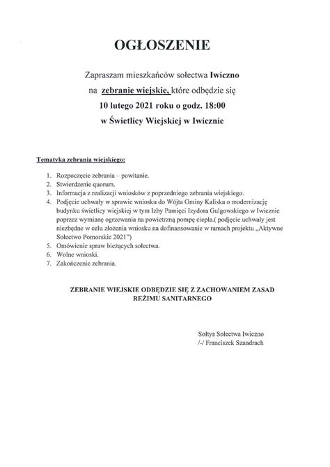 Zaproszenie Na Zebranie Wiejskie