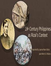 Philippines In The Th Century Rizal S Context And Economic Course Hero