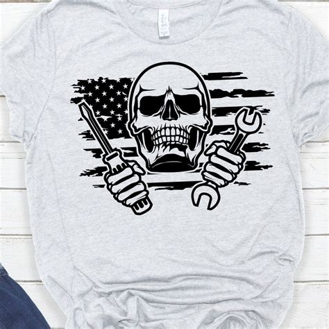 US Mechanic Skull Svg Patriotic Mechanic Skull Mechanic Etsy