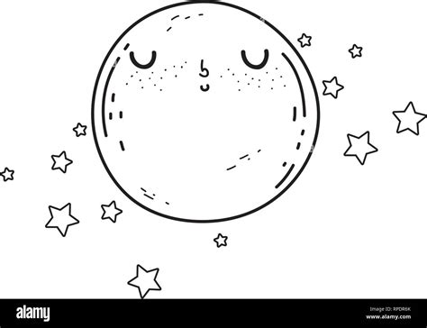 Cute Moon Kawaii Character Stock Vector Image Art Alamy
