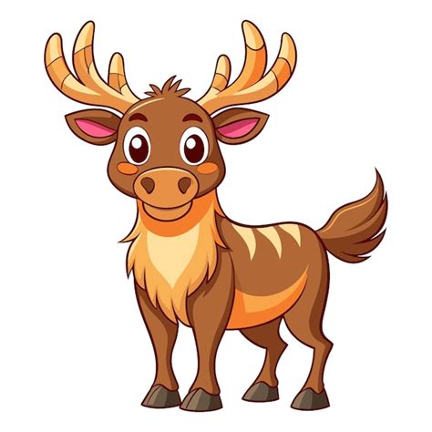 Alce De Dibujos Animados Sobre Fondo Blanco Vector Premium