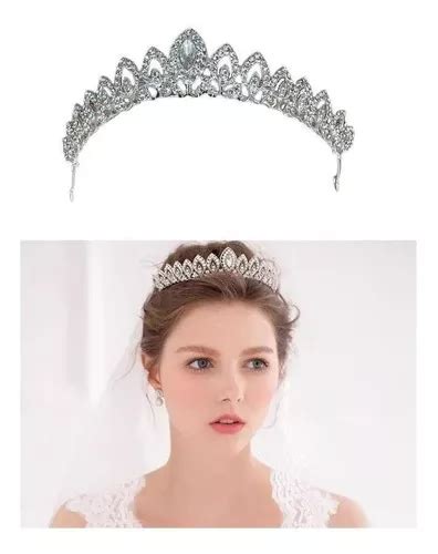 Tiara Geral Coroa Tiara Cabelo Noiva Strass Prata Luxo Debutante Dise O