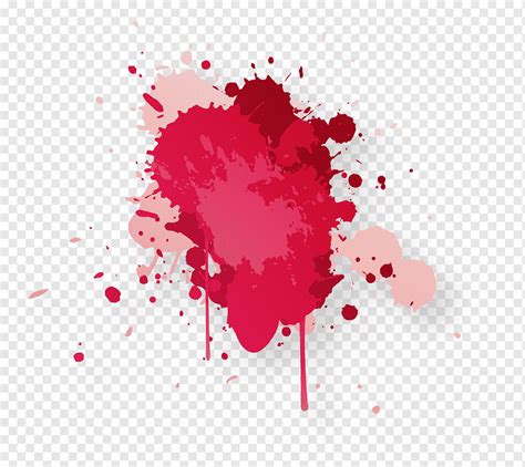 Mancha De Tinta Rosa E Vermelha Tinta Pincel Gotas De Tinta Aquarela