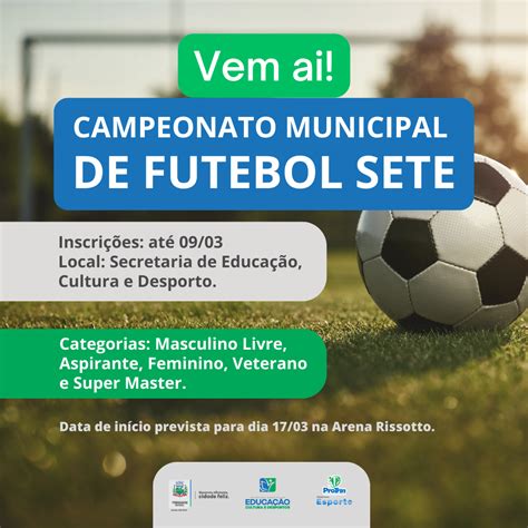 Inscri Es Abertas Para O Campeonato Municipal De Futebol Sete E Ta A