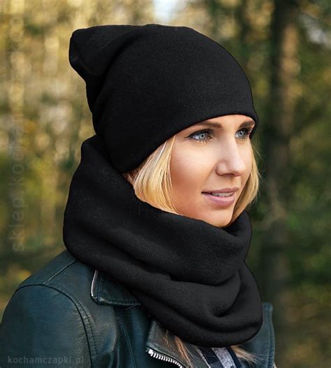 Czarny Komplet Zimowy Damski Czapka I Komin Benita Rozm Cm