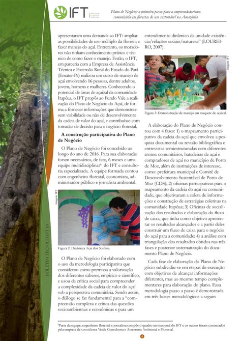 IFT Boletim Técnico 10 Plano de Negócio o primeiro passo para o