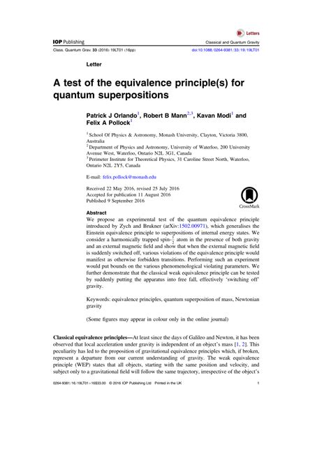 a simple test of the equivalence principle s for quantum superpositions request pdf