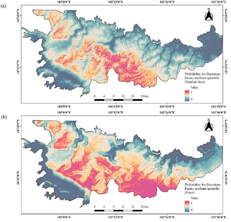 use of bayesian lasso binary quantile regression to identify suitable habitat for tiger prey