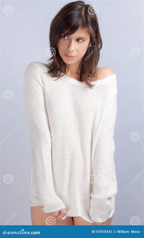Bottomless Woman Posing In Tube Tops Only Stock Image 52427851