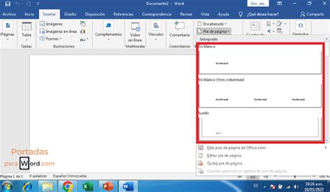 Cómo poner pie de página en Word Portadas para Word