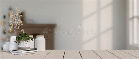 A Space For Displaying Your Product On A Wood Table In A Cosy White