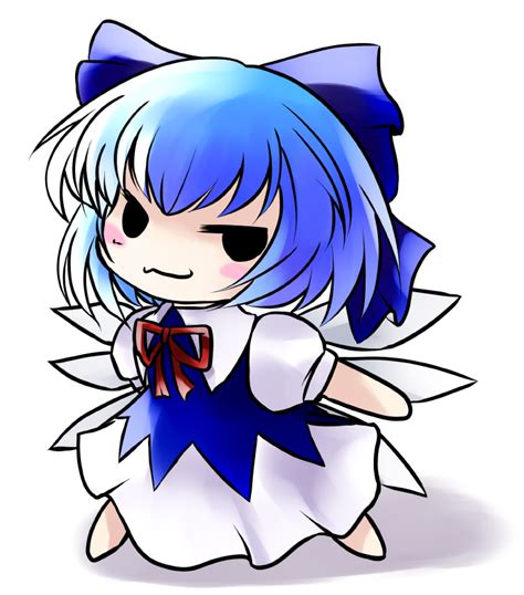 Safebooru 3 Blue Hair Blush Stickers Bow Chibi Cirno Dress Hair Bow Short Hair Smirk Solo