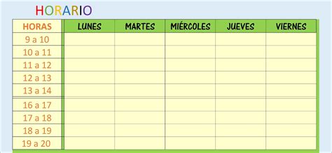 Plantilla Horario Semanal En Excel Excel Para Todos