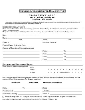 Fillable Online Drivers Application For Qualification Fax Email Print