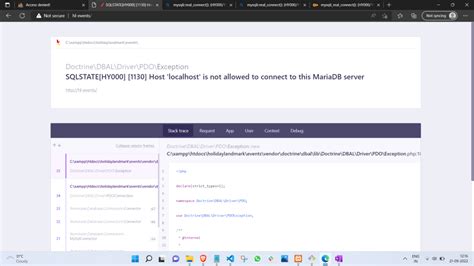 Sqlstate Hy Host Localhost Is Not Allowed To Connect To
