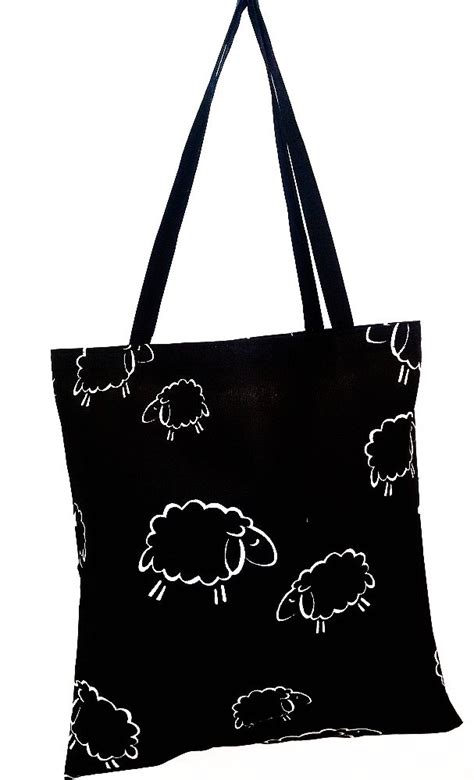 Torba Na Zakupy 37X38 Czarna W Baranki Owce Białe Karo Moda Sklep