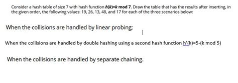 solved consider a hash table of size 7 with hash function