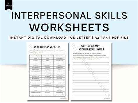 Printable Interpersonal Skills Worksheets Communication Journal CBT