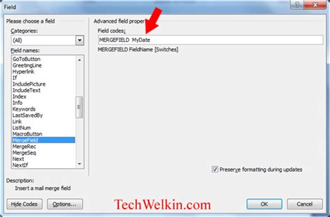 Mail Merge Format Date Field In MS Word