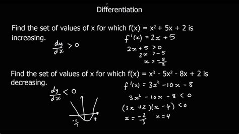 differentiation finding where a function is increasing decreasing or stationary youtube