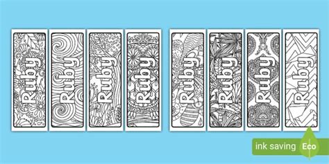 FREE Ruby Mindfulness Name Colouring Bookmarks Twinkl KS1