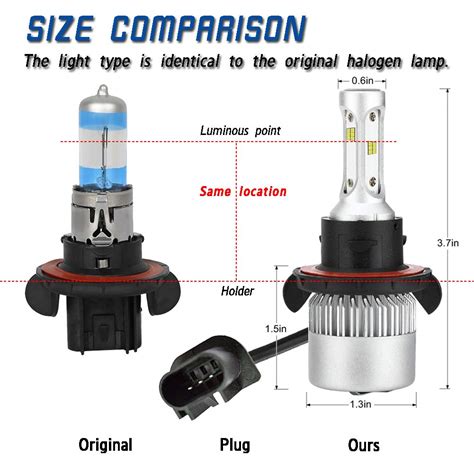 H13 9008 LED Headlight Bulbs Hi Lo Beam Conversion Kits CSP 6500K 25W