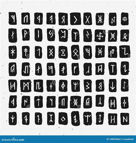 Scandinavian Runes White Letters On Black Background Runic Alphabet