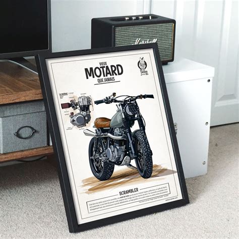 Affiche Moto Scrambler Café Racer Poster vintage
