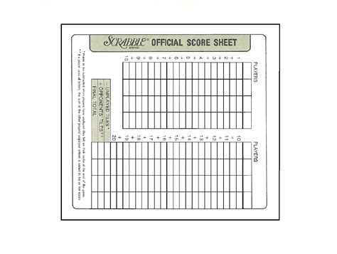 Printable Scrabble Score Sheet Crafts Paper Pinterest