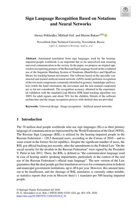 pdf sign language recognition based on notations and neural networks