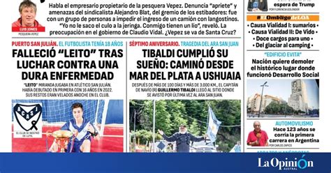 Tapa del Diario La Opinión Austral edición impresa del domingo 17 de