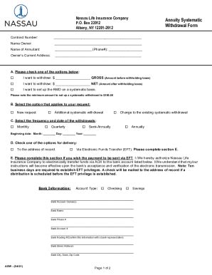 Fillable Online Annuity Systematic Withdrawal Form Fax Email Print