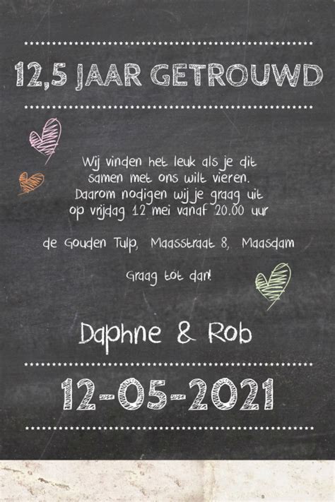 Uitnodiging 12 1 2 Jaar Getrouwd Gefeliciteerd Tante