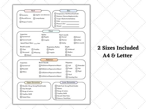 Head To Toe Assessment Nursing Template Nursing Guide Etsy