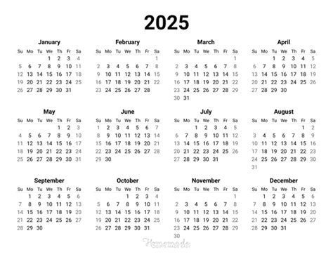 Basic Calendar 2025 Printable Audy Estelle