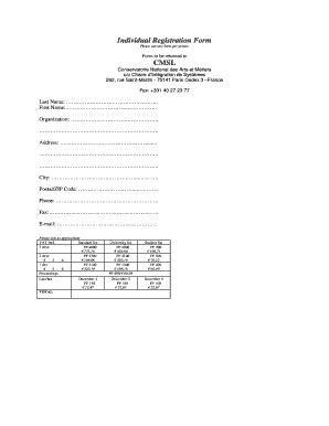Fillable Online Individual Registration Form CMSL Fax Email Print