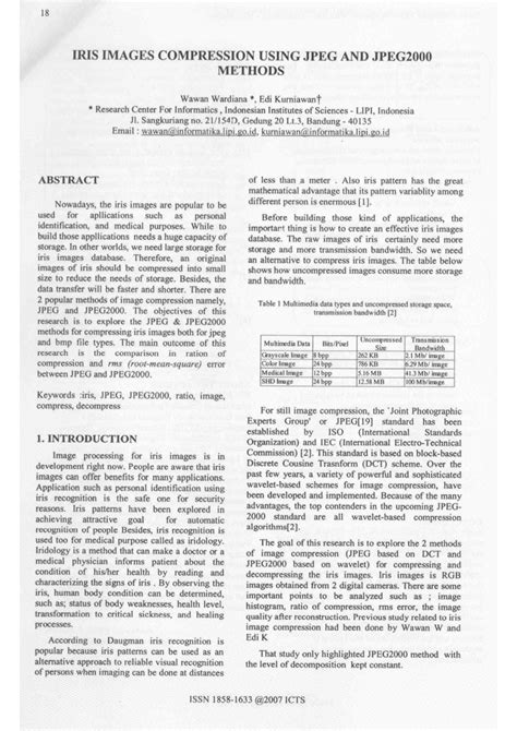pdf iris images compression using jpeg and jpeg2000 methods