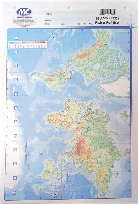 Mapa N Planisferio Fisico Politico Mundo Cartografico