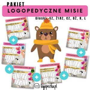 PAKIET Logopedyczne MISIE SZ Ż RZ CZ DŻ R L 394 karty